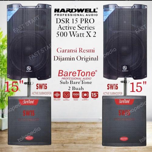 Jual Paket Subwoofer BareTone SW15 2 Buah Speaker Aktif Hardwell DSR 15 ...