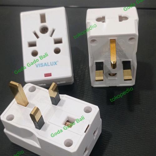Jual cuk kaki 3 colokan 3 pin travel adapter luar negeri 3 pin type G ...