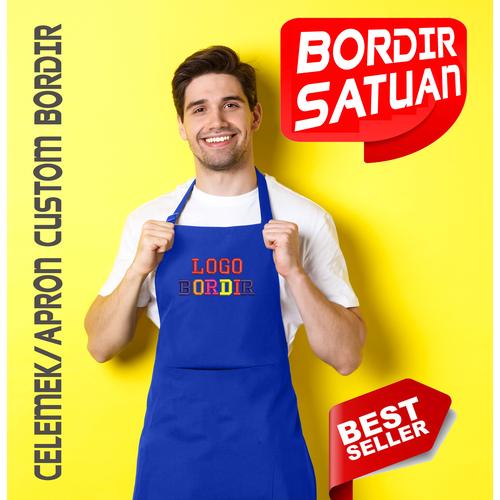 Jual CELEMEK BORDIR LOGO CUSTOM APRON RESTORAN KOKI MASAK LAUNDRY WARNA ...