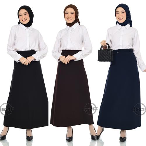 Jual Rok Kerja Kantor Panjang Hitam Model A line Wanita Bahan Dasar ...