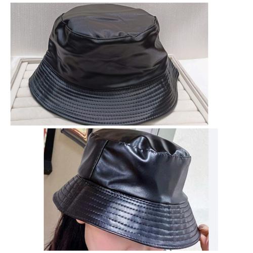 Jual Topi Bucket Hat kulit hitam sintetis Fashion Korean Style ...