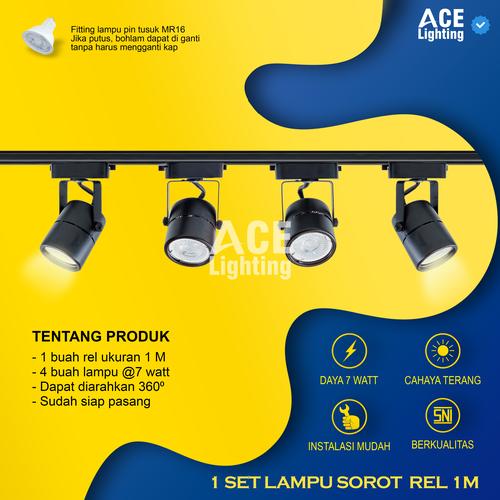 Jual Lampu sorot rel 1 set isi 4 tracklight spotlight rell lampu plafon ...