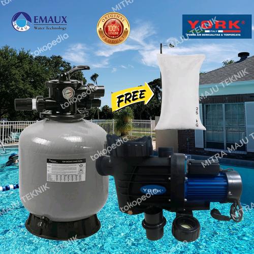 Jual Pompa Kolam Renang 1/2 HP York Italy Sand Filter Emaux P350+Pasir ...