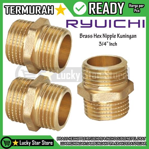 Jual DOUBLE NEPPLE RYUICHI 3/4’’ INCI BRASS HEX NIPPLE SAMBUNGAN PIPA ...