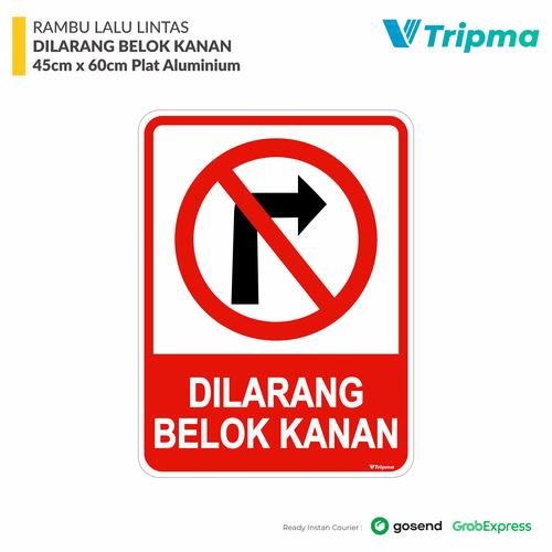 Jual Rambu Dilarang Belok Kanan 45cm x 60cm Plat Alumunium - ACP 3mm ...