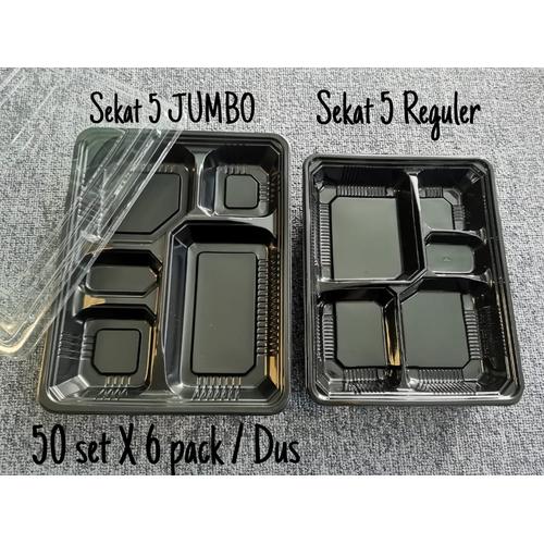 Jual Tray Sekat 5 Hitam / Mika Bento / Kotak Makan Regular Jumbo @50 ...