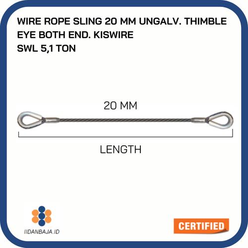 Jual WIRE ROPE SLING 20 MM UNGALV + THIMBLE EYE. SWL 5,1 TON KISWIRE ...