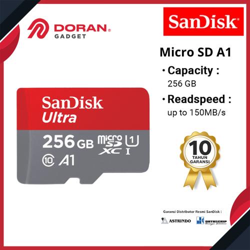 Jual Memory Card | Micro SD 256GB SanDisk Ultra A1 up to 150Mbps Class ...