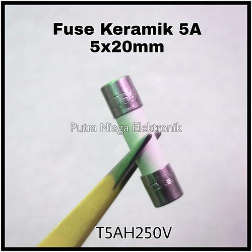 Jual Fuse Keramik 5A 250V 2cm Ceramic 5Amp 5x20mm Sikring T5AH250V ...