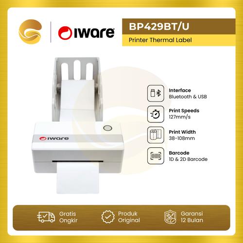 Promo IWARE Barcode Printer Label Thermal BP429 Label Resi A6 BP429U ...