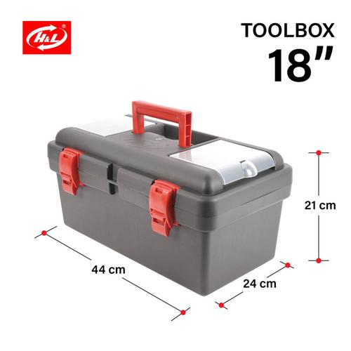 Jual HL Toolbox Tool Box 18 Inch Kotak Perkakas Plastik - Hitam Hitam ...