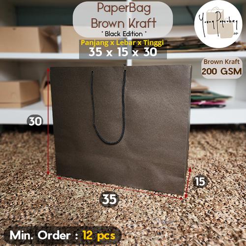 Jual Paper Bag/Tas Kertas Paperbag Hitam Polos Brown Kraft (2 Size ...