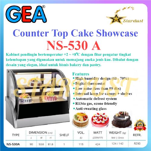 Jual GEA NS-530A Countertop Cake Showcase / Showcase Kue Kaca Cembung ...