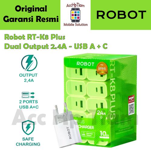 Jual Charger Robot RT-K8 Plus 2.4A Dual Output USB-A + USB-C Travel ...
