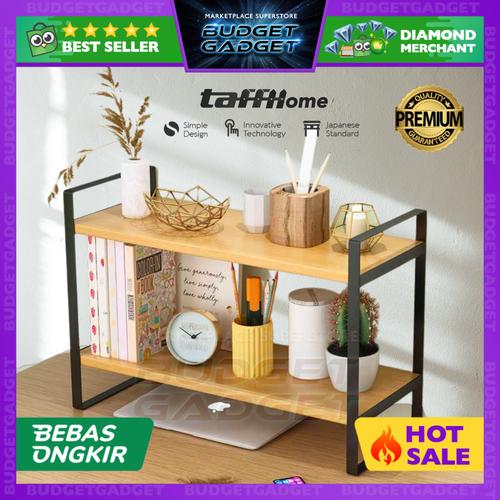 Jual TaffHOME Rak Buku Minimalis DIY Table Bookshelf Organizer Double ...
