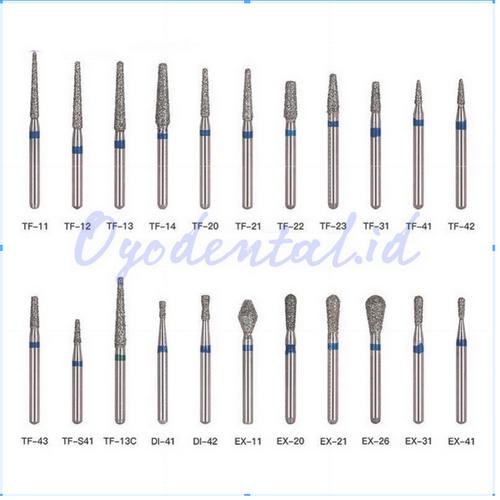 Jual Dental Diamond Bur TF Taper Fisur DI EX High Speed Mata Bur High ...