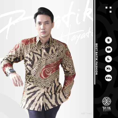 Jual Kemeja Lengan Panjang Batik Pria Modern Katun Premium Motif Macan ...