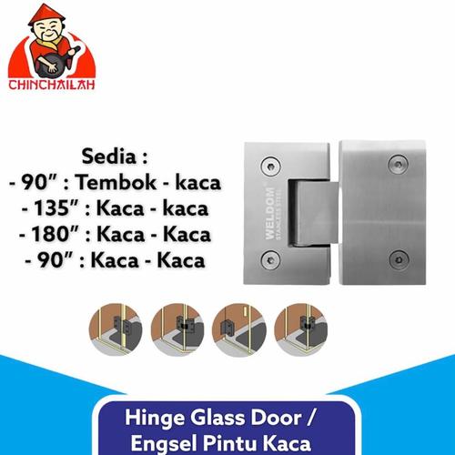 Jual ENGSEL PINTU KACA FULL SET / HINGE GLASS DOOR ( 90, 135, 180 ...