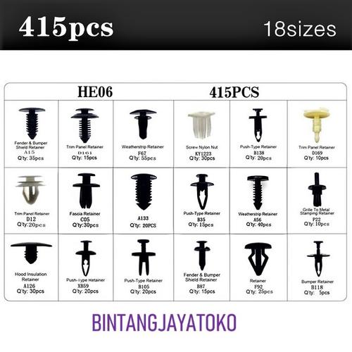 Jual Paket 415 Pcs Baut Klip Rivet Pengencang Kancing Panel Interior ...