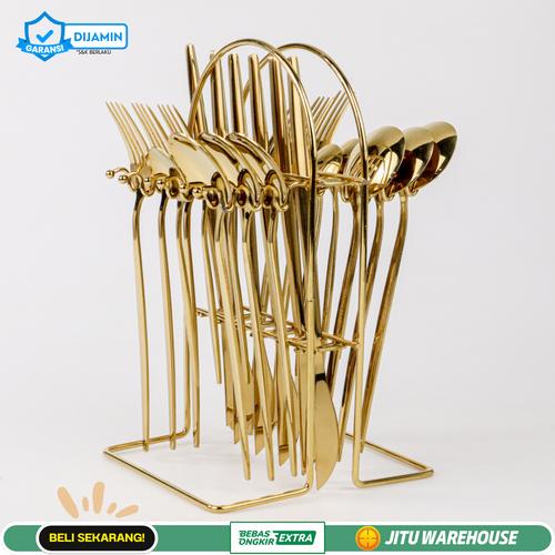 Jual Elegan Cutlery Set Stainless Steel 24 PCS Perlengkapan Sendok ...