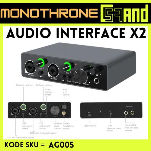 Jual Soundcard Audio Interface Recording X2 Mixer Mic 2 Channel ...