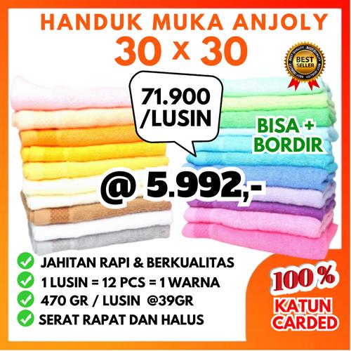 Jual HANDUK Sapu Tangan Lap Kecil Muka Wajah LUSINAN isi 12 ANJOLY ...