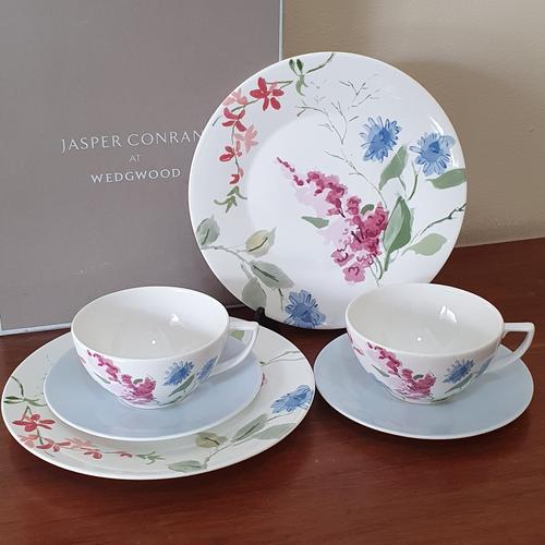 Jual WEDGWOOD JASPER CONRAN FLORAL BLUE/TEA CUP SAUCER PLATE 2 SET ...