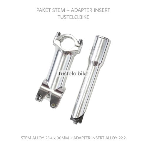 Jual Paket Stem 25.4 Chrome Adaptor Stem Insert 22.2 to Oversize 28.6 ...