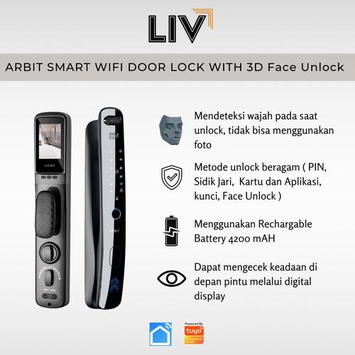 Promo ARBIT Smart Door Lock Handle 3D Face Unlock Wifi Kunci Pintu ...