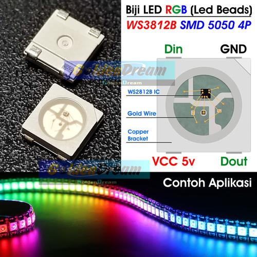 Jual WS2812B SMD LED 5050 RGB 4P Addressable Digital Chip WS2812 B 5V ...
