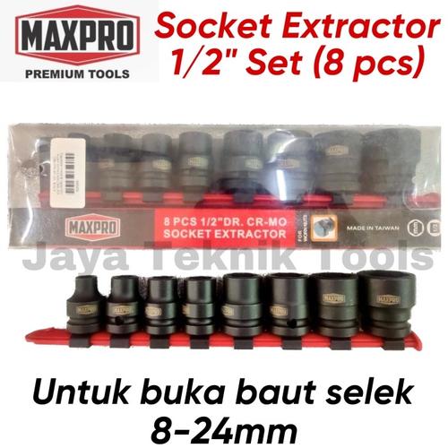 Jual Socket Extractor Set Maxpro 8 pcs 8 - 24 mm Alat Buka Baut Selek 1 ...