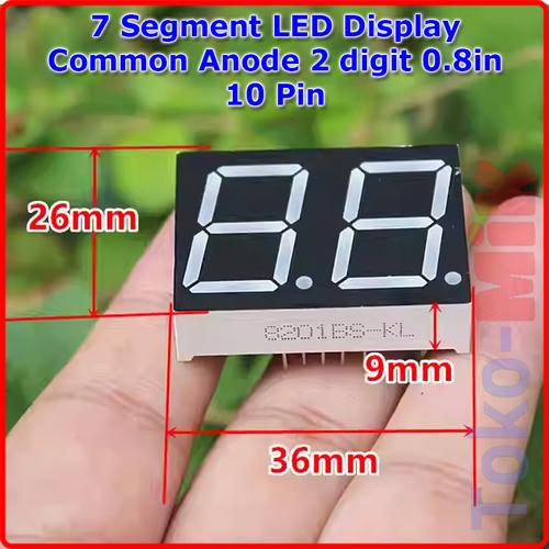 Jual 7 SEGMEN SEVEN SEGMENT LED DISPLAY 2 DIGIT COMMON ANODE 0.8 IN 10P ...