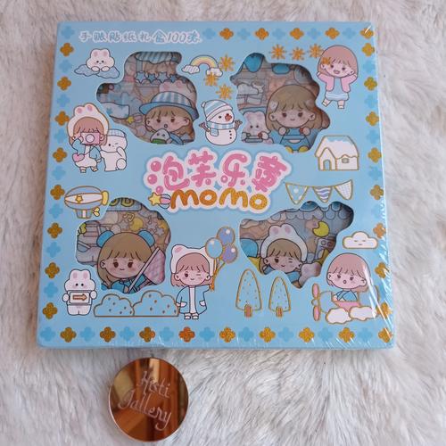 Jual Sticker MOMO Rainbow 100 Lembar Motif Korea Lucu - Biru - Kab ...