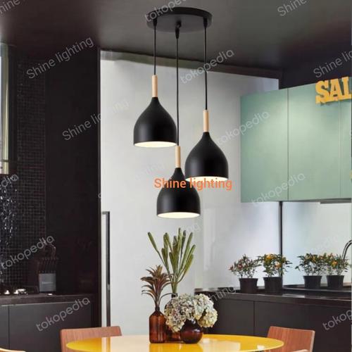 Jual Lampu gantung minimalis industrial turun 3 ruang makan cafe tipe 17709 - pth kop panjang ...