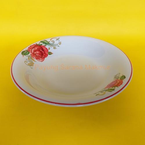 Jual Piring Kembang Merah Satuan / Piring Lucky Alpha Merah/ Piring ...