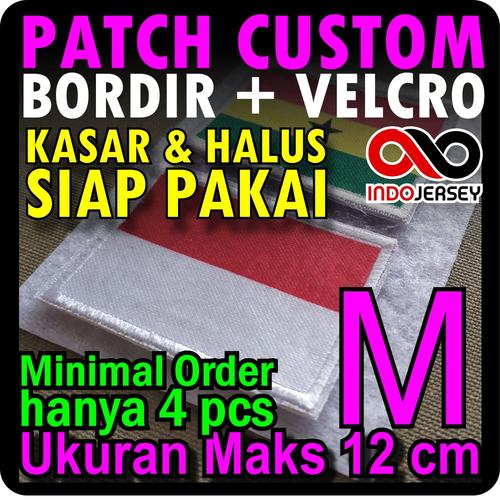 Jual Patch Badge Emblem Custom Flock Semi Woven Logo FLOCK BORDIR ...