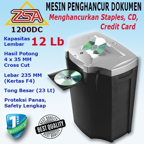 Jual Penghancur kertas Paper Shredder ZSA 1200DC kapasitas 12 lembar 23 ltr - Jakarta Utara ...
