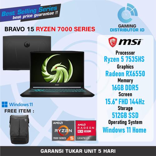 Promo Laptop Msi Bravo 15 B7ED RYZEN 5-7535HS RX6550M 4GB 15.6" FHD ...
