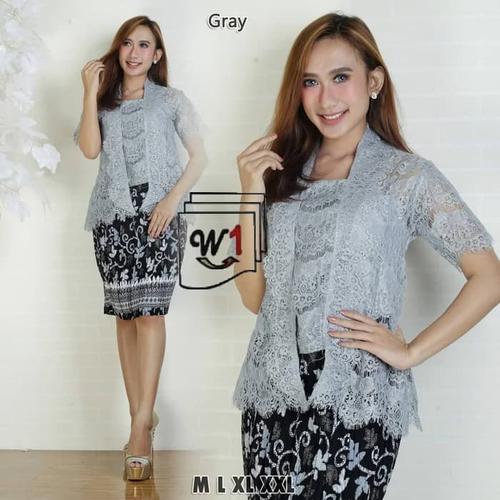 Promo Setelan Kebaya Brokat Kutu baru Lengan Pendek Grey Dan Lainnya ...