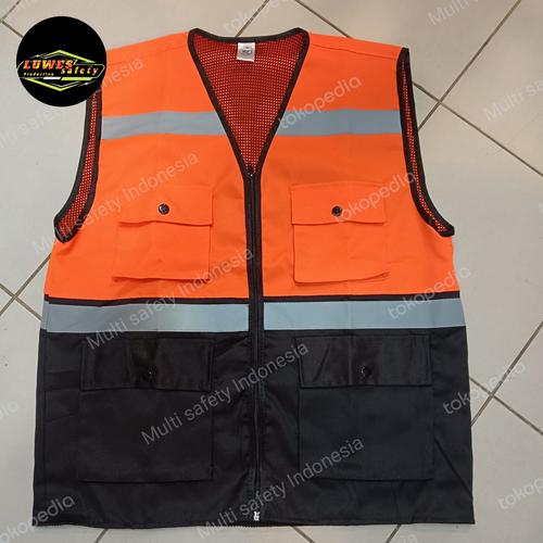 Jual Rompi Safety Bahan Drill Kombinasi Warna Orange Hitam/Rompi Safety ...