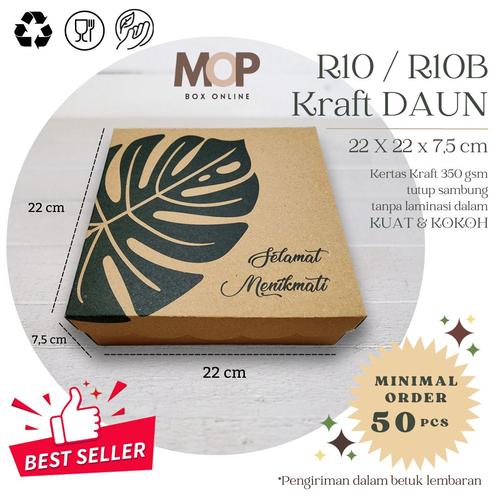 Jual Dus 22x22 R10 R10B Kraft DAUN Box Nasi Kraf Murah Katering Kotak ...