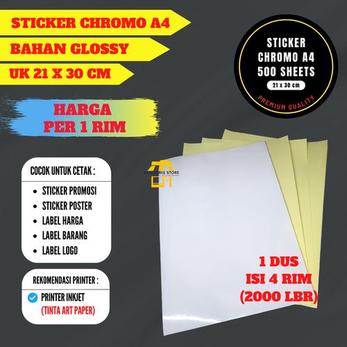 Jual STIKER LABEL A4 ISI 500 LEMBAR / KERTAS STICKER CHROMO GLOSSY A4 ...