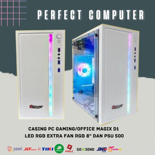 Jual Casing PC Gaming Magix D1 LED RGB Extra Fan RGB 8" dan PSU 500 ...