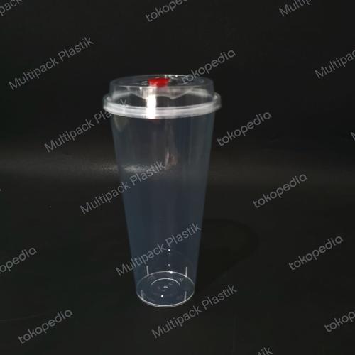 Jual GELAS PLASTIK PP INJECTION 24 OZ 700 ML +CUP LID TEBAL BENING ISI ...