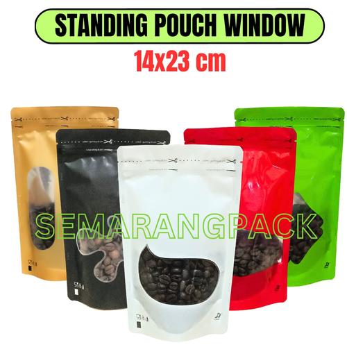 Jual kemasan standing pouch windows putih 14x23 untuk kemasan kopi ...