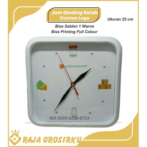 Jual Jam Dinding Kotak Custom Jam Meja 25 cm Sablon Printing Full ...