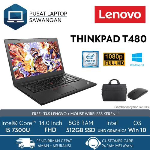 Jual laptop lenovo thinkpad t480 i5 7300u 8GB 512GB FHD win 10 pro ...