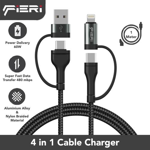 Jual Kabel Charger Fieri 4in1 Type C A Lightning PD iPhone Android ...