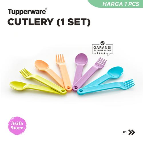 Promo Cutlery Tupperware - Sendok dan Garpu Makan Elegan Lucu - Biru ...