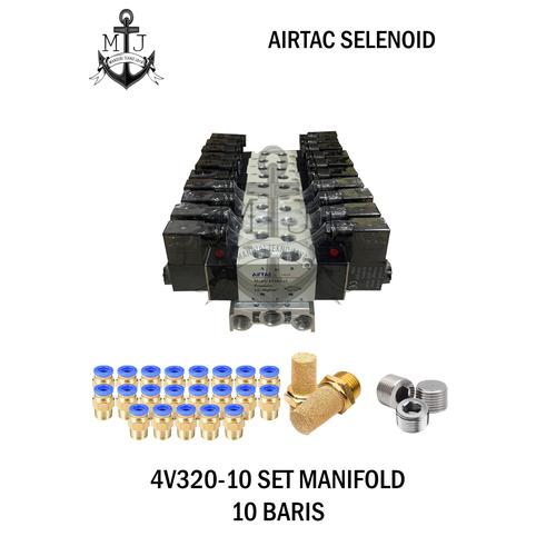 Jual Solenoid Valve Airtac 4V320-10 set Manifold dan Nepel - 5baris ...